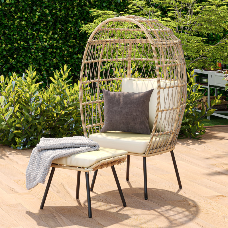 Dakota Fields Outdoor Egg Chair with Ottoman | Wayfair